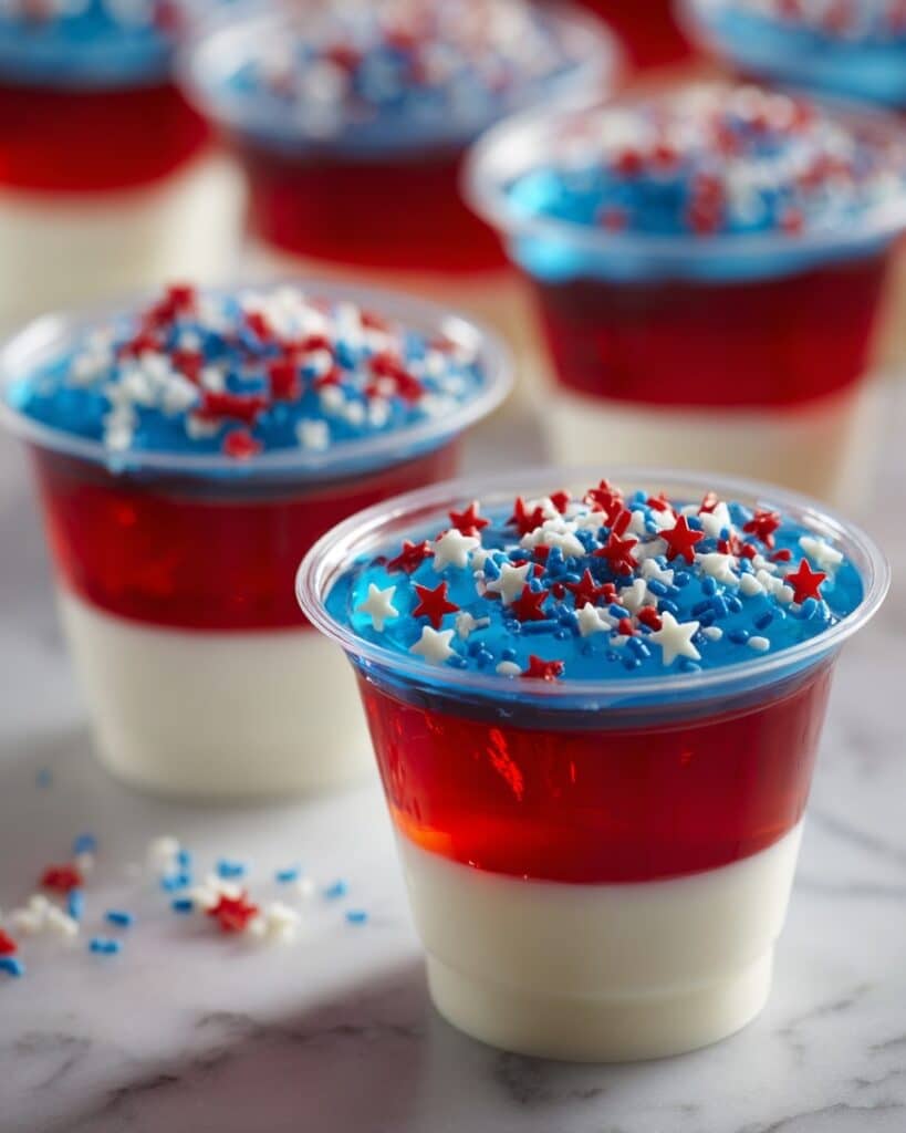 Red White & Blue American Flag Jello Shots for Patriotic Celebrations